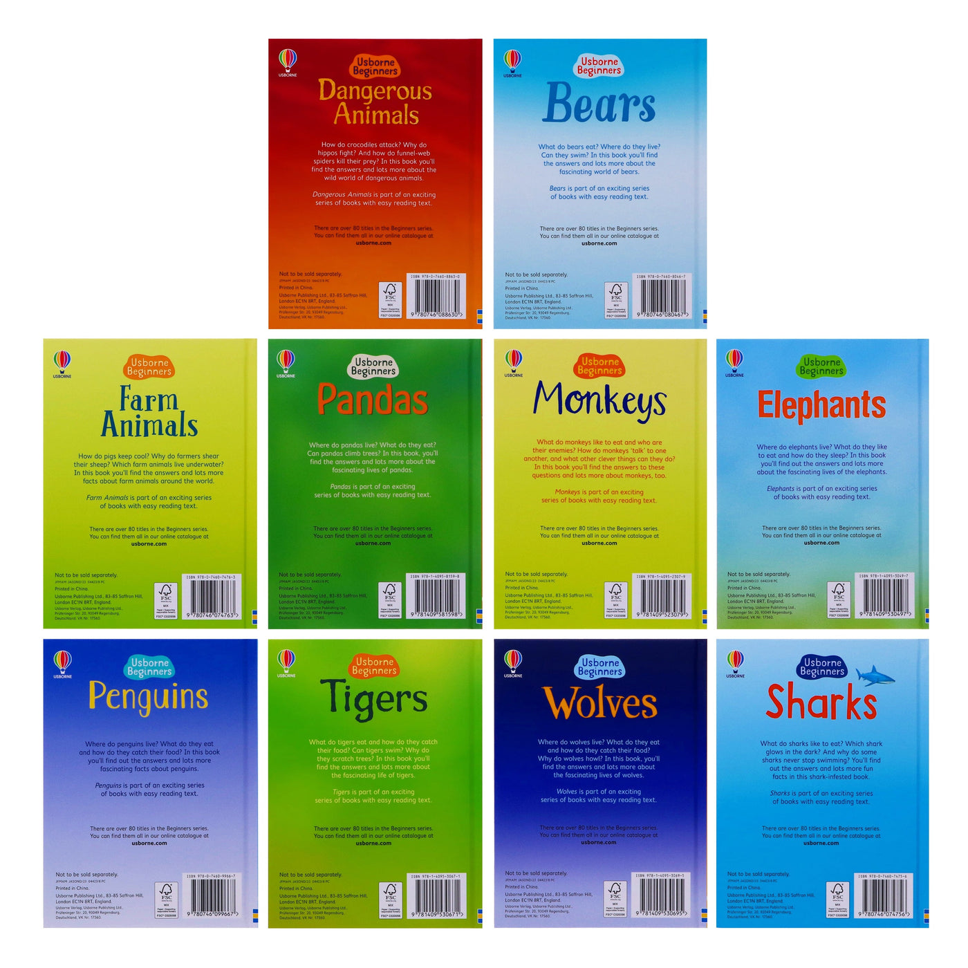 Usborne Beginners Animals Series 10 Books Collection Box Set - Ages 4 ...