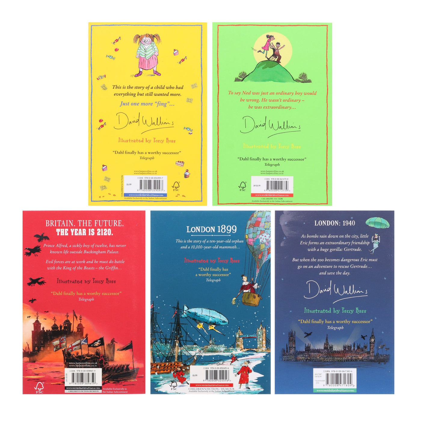 David Walliams Fantastically Funny Tale 5 Books Collection - Ages 7-11 ...