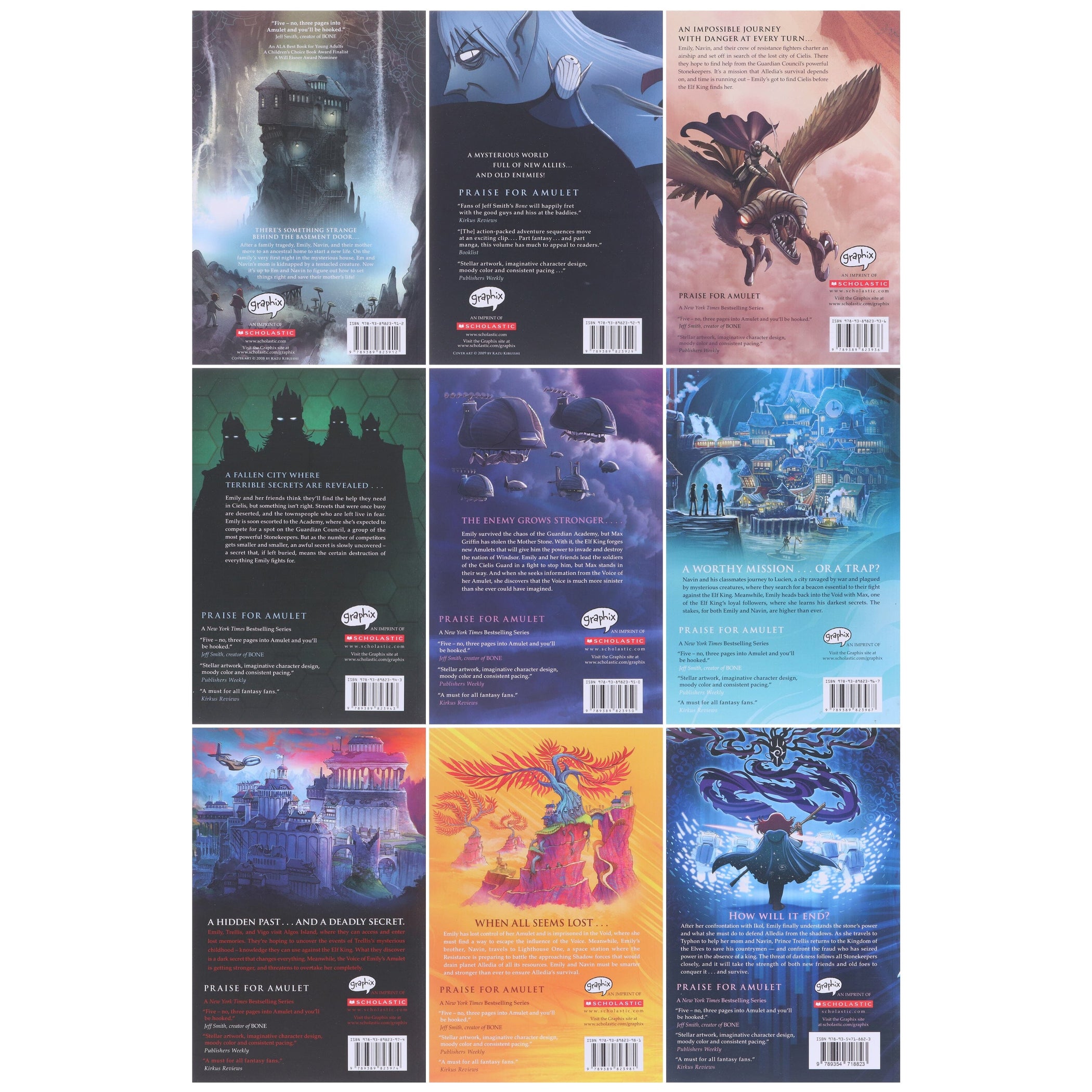 Amulet Series By Kazu Kibuishi 9 Books Collection Graphic Novel Box Se ...