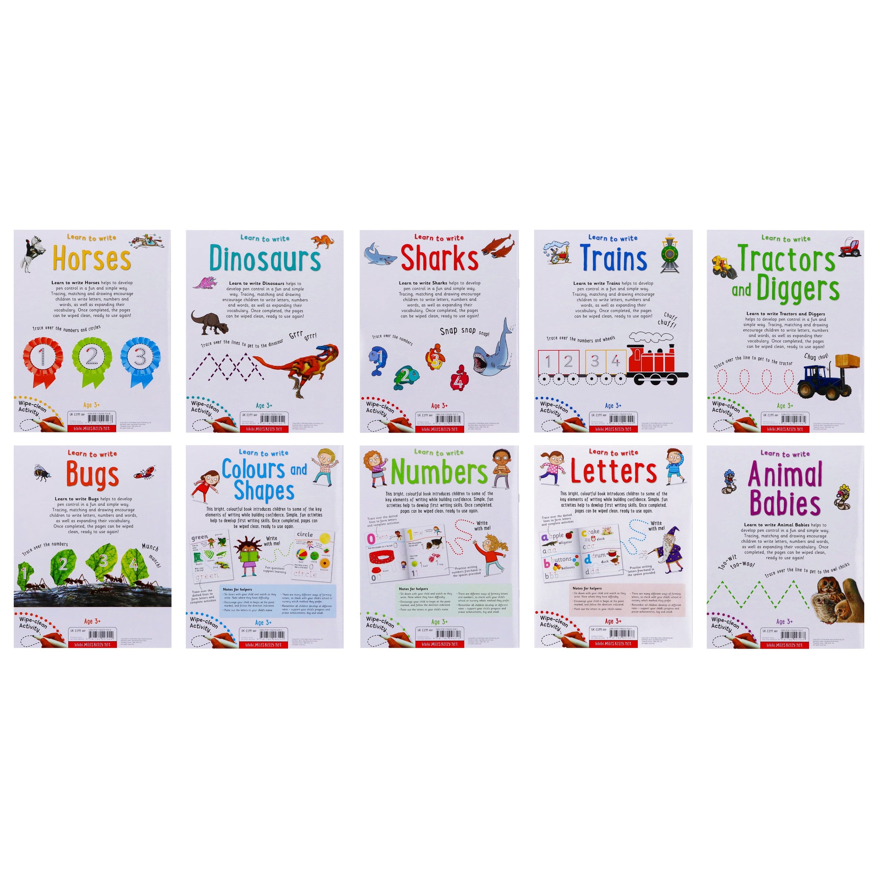Wipe Clean Learn to Write Activity 10 Book Set Collection Pack - Ages ...