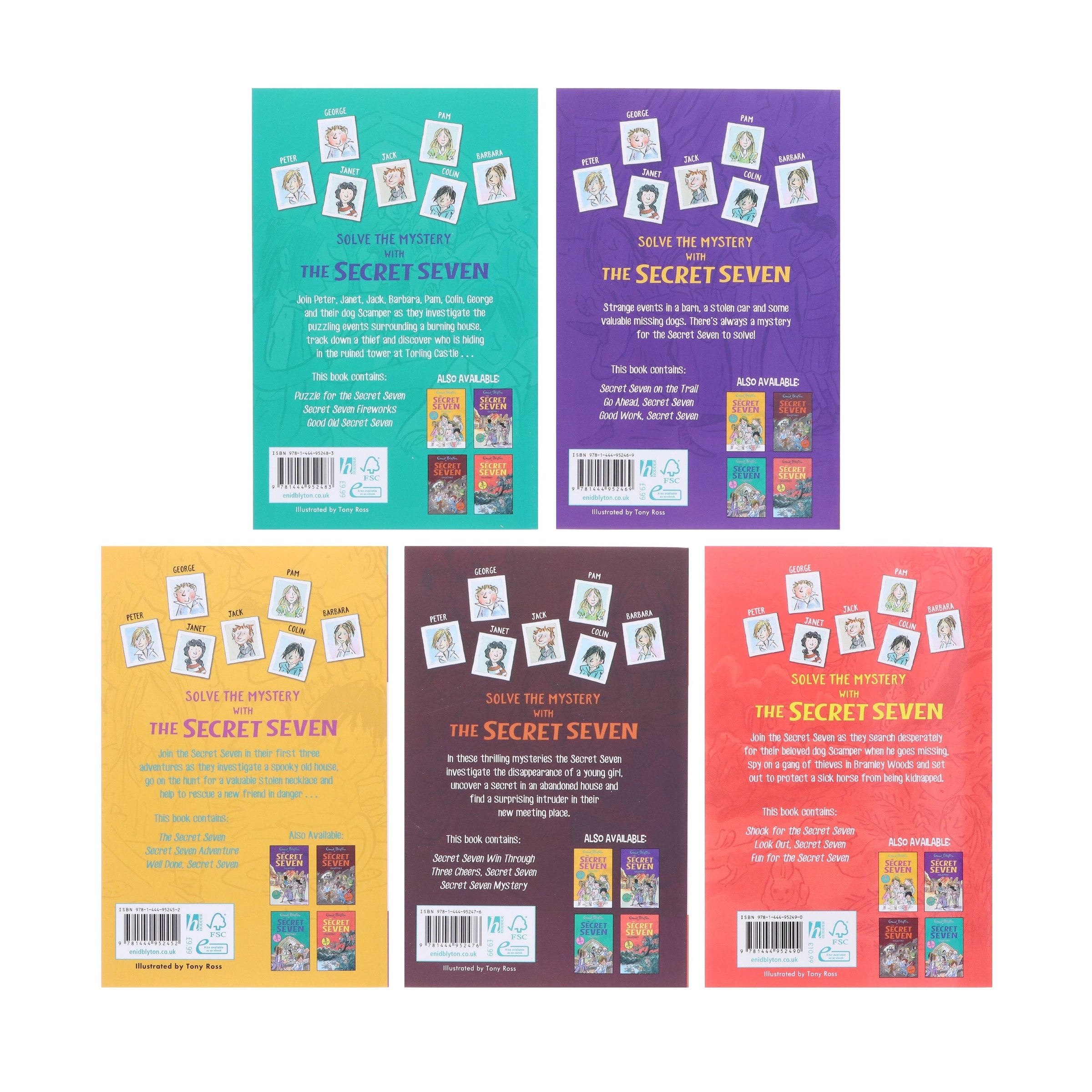 The Secret Seven Series By Enid Blyton 5 Books 15 Story Collection Set ...
