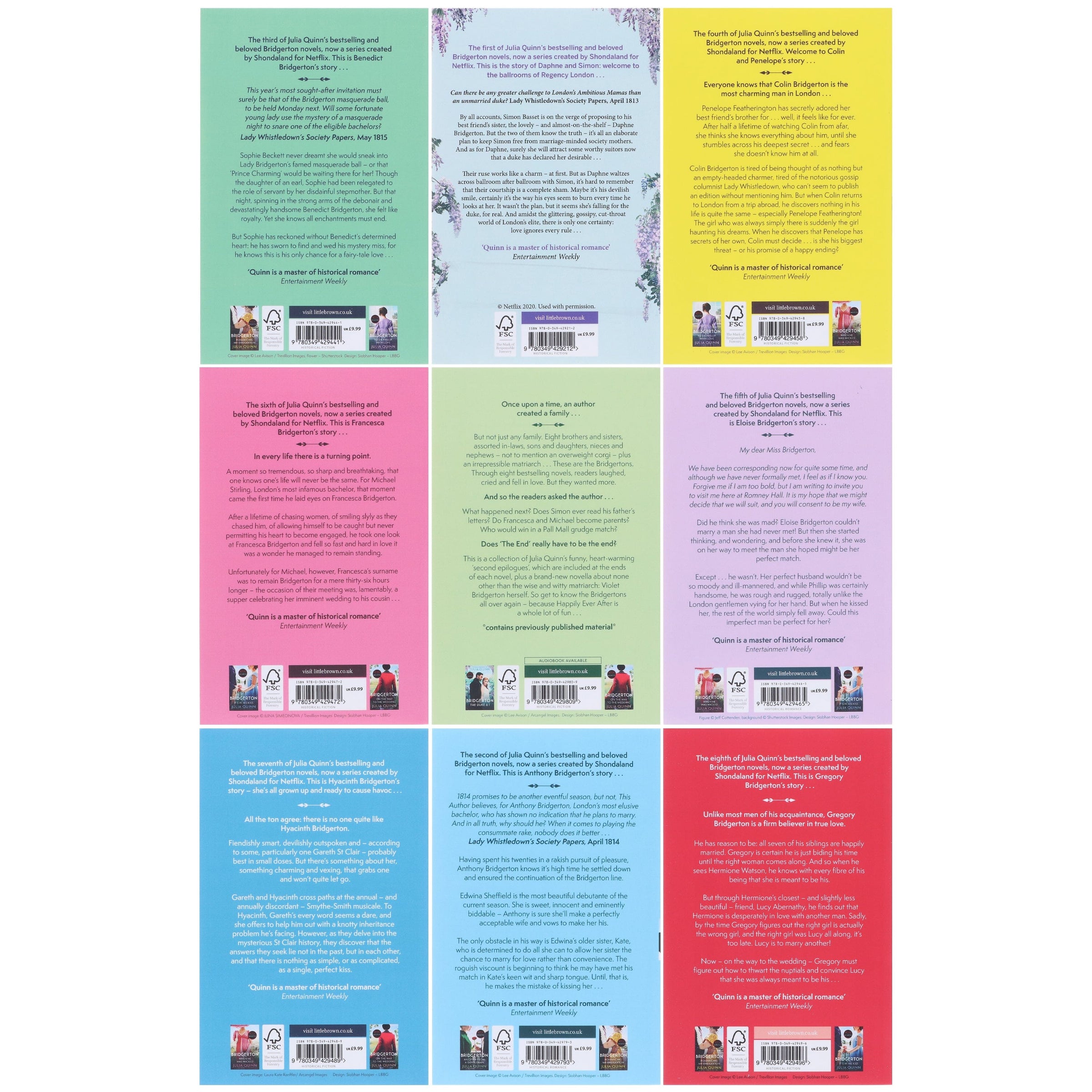 Bridgerton Complete Collection (Book 1-9) by Julia Quinn: 9 Books Box ...