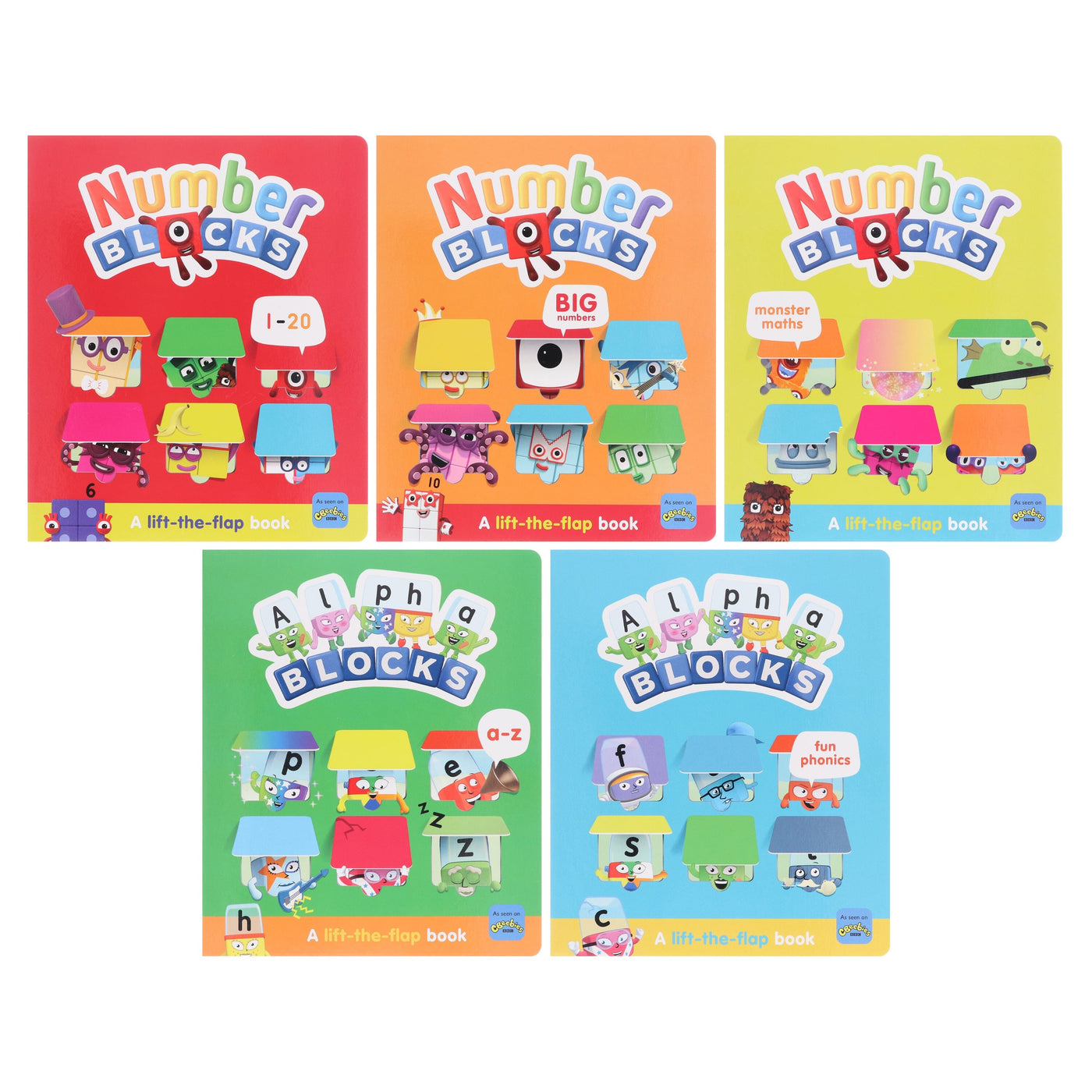 Numberblocks And Alphablocks Lift-The-Flap 5 Books & Numberblocks Red ...