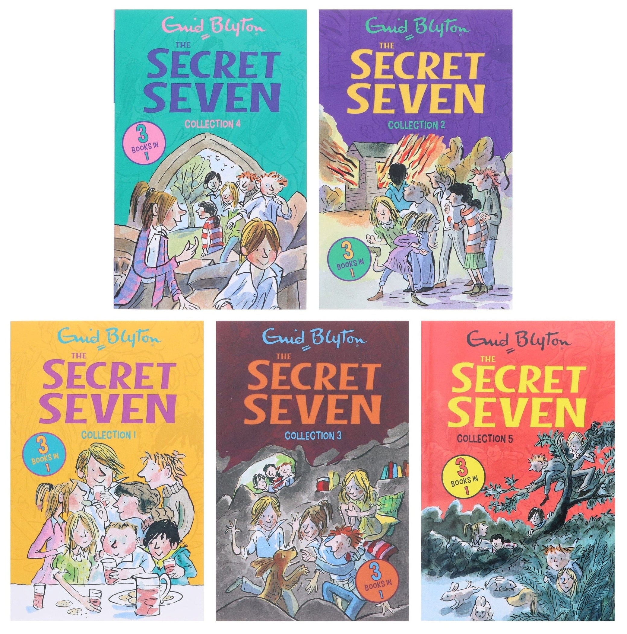 The Secret Seven Series By Enid Blyton 5 Books 15 Story Collection Set ...