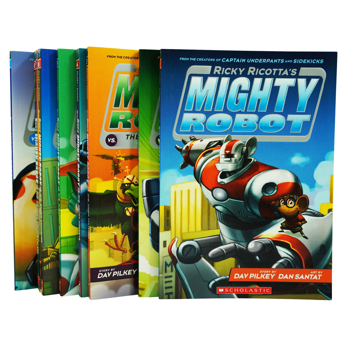 Ricky Ricotta's Mighty Robot by Dav Pilkey & Dan Santat 9 Books Collec ...