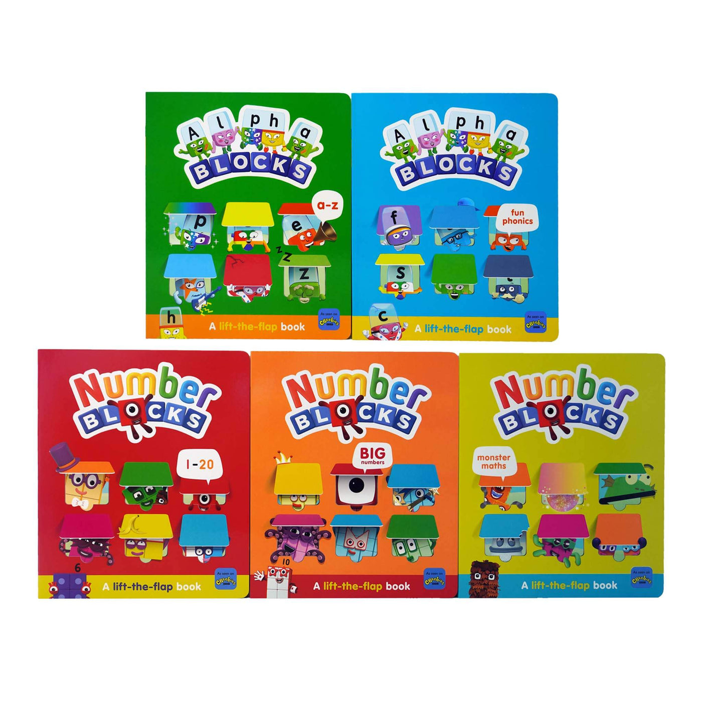 Numberblocks and Alphablocks Lift-the-Flap 5 Books Collection Set By S ...