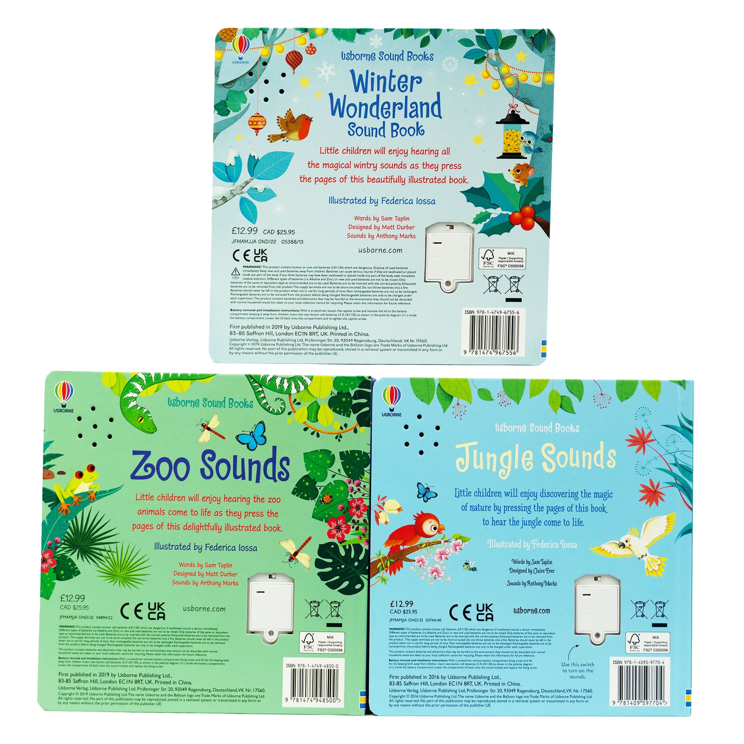 Usborne Sound Books by Sam Taplin 3 Books Collection Set - Ages 2+ - B ...